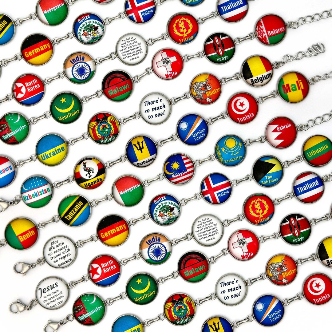 Pick Your Own Flags of the World Bracelet - Customized Country Flags ...