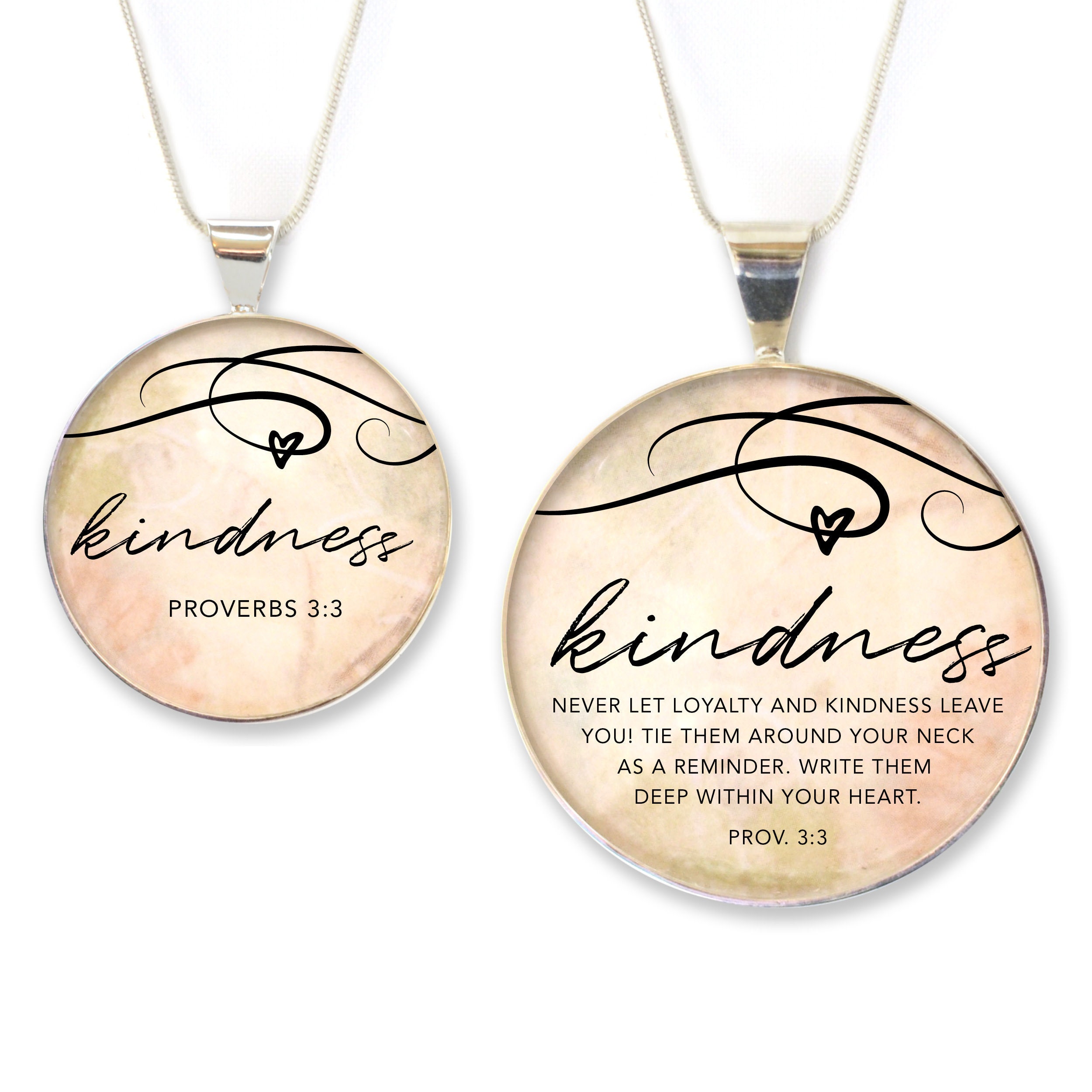 Kindness Proverbs 3:3 Scripture Silver-Plated Pendant | Etsy