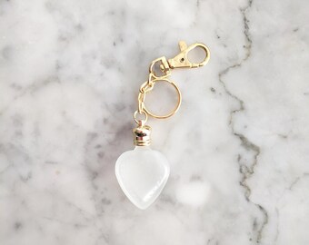 Keychain Frosted Glass Heart Perfume Bottle Keychain - Etsy