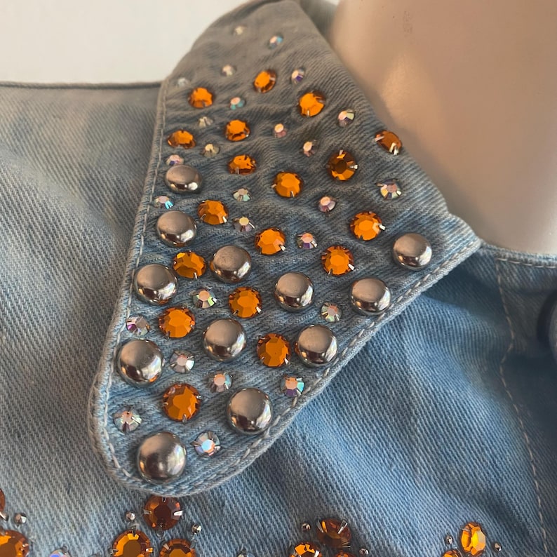 Marshall Lester Rhinestoned and Studded Denim Jacket - Etsy