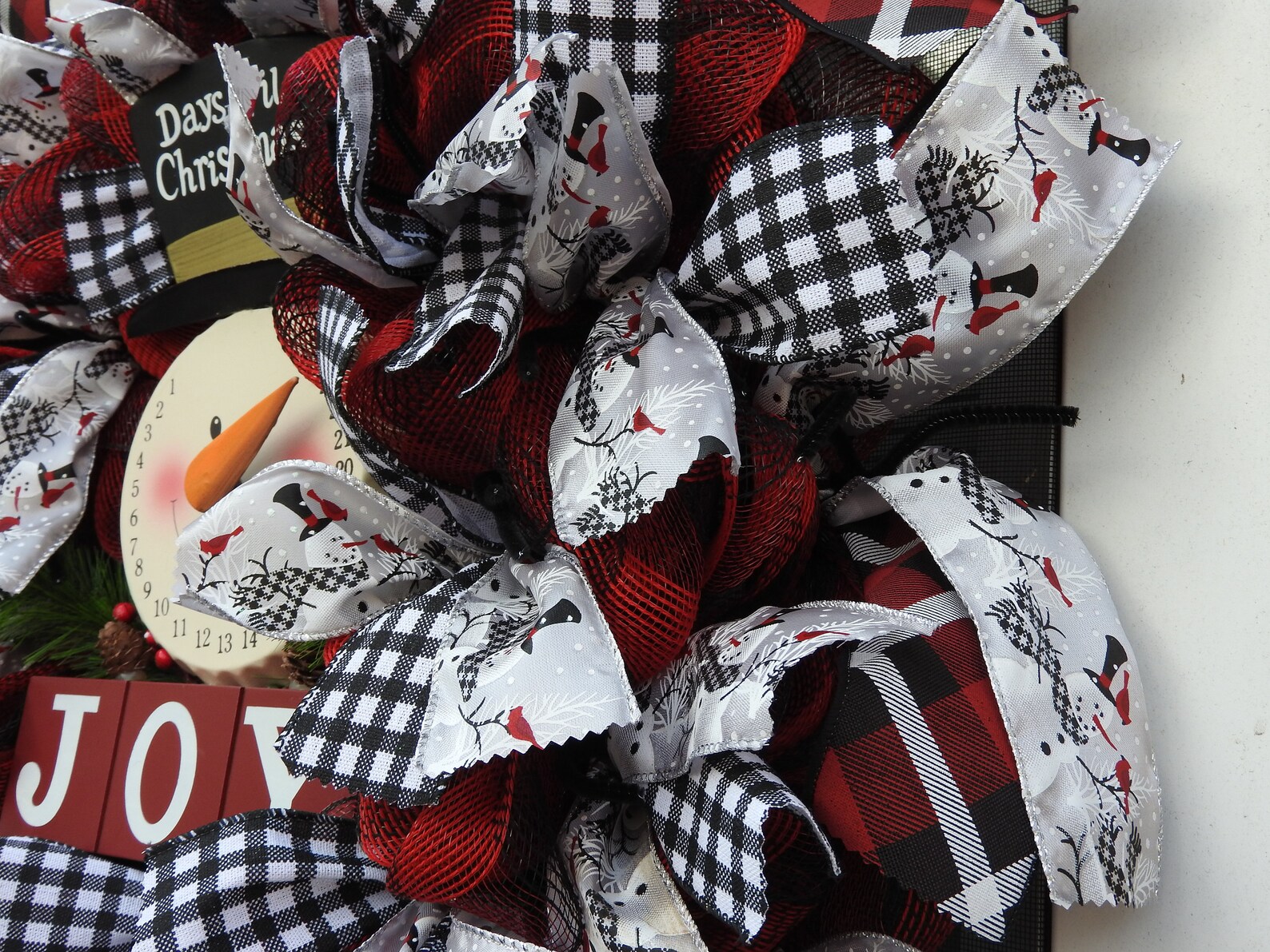 Days' Till Christmas Snowman Countdown Deco Mesh Wreath - Etsy