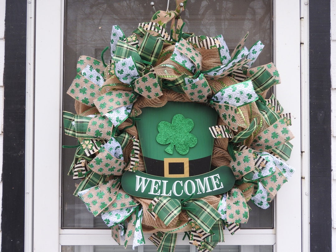 Welcome Irish Deco Mesh Wreath - Etsy