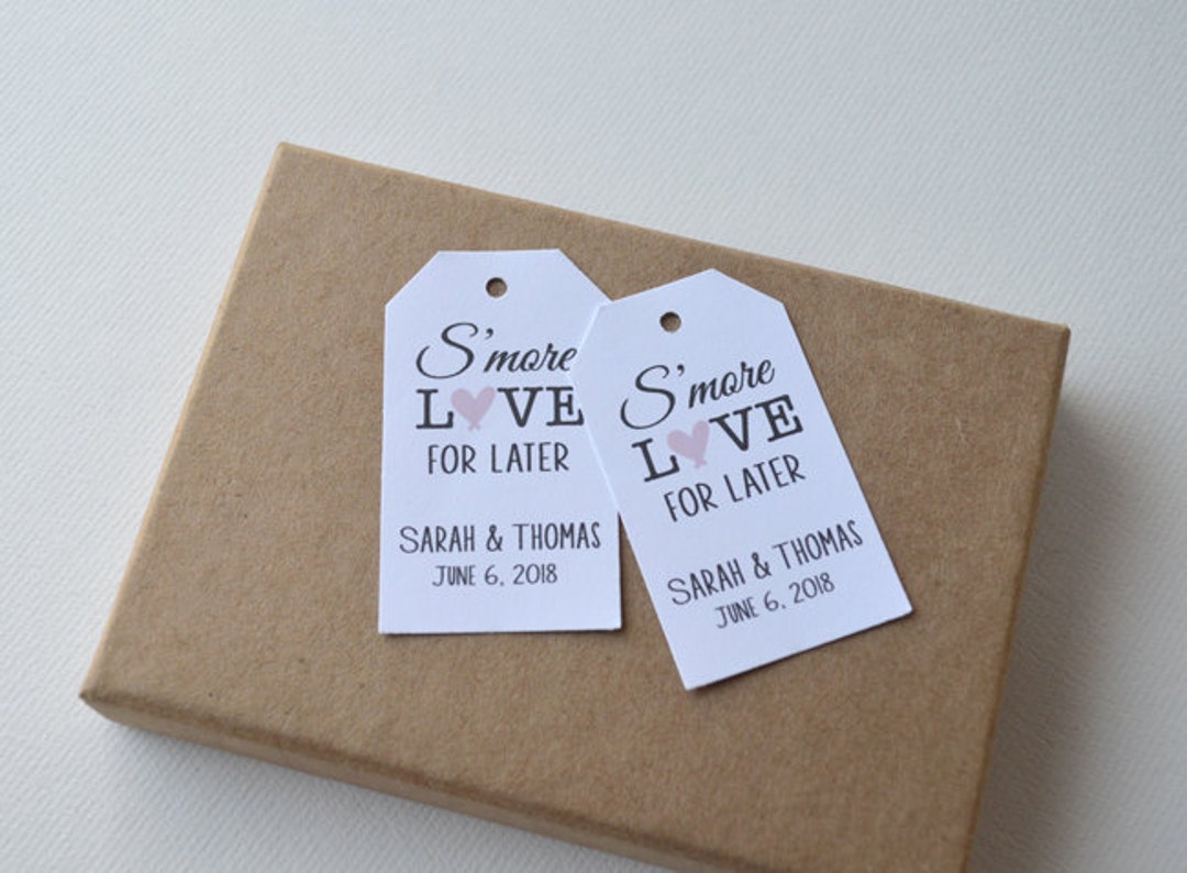S'more Love for Later - Custom Wedding Favor & Gift Tags - White Matte ...