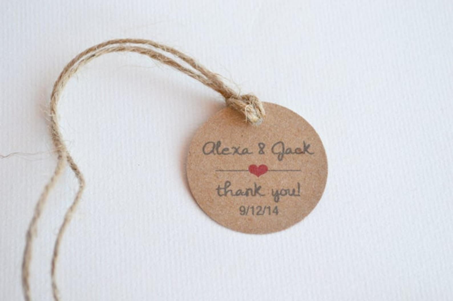 Mini Thank You 1.5" Round Kraft Small Label Tags - Custom Wedding Favor ...