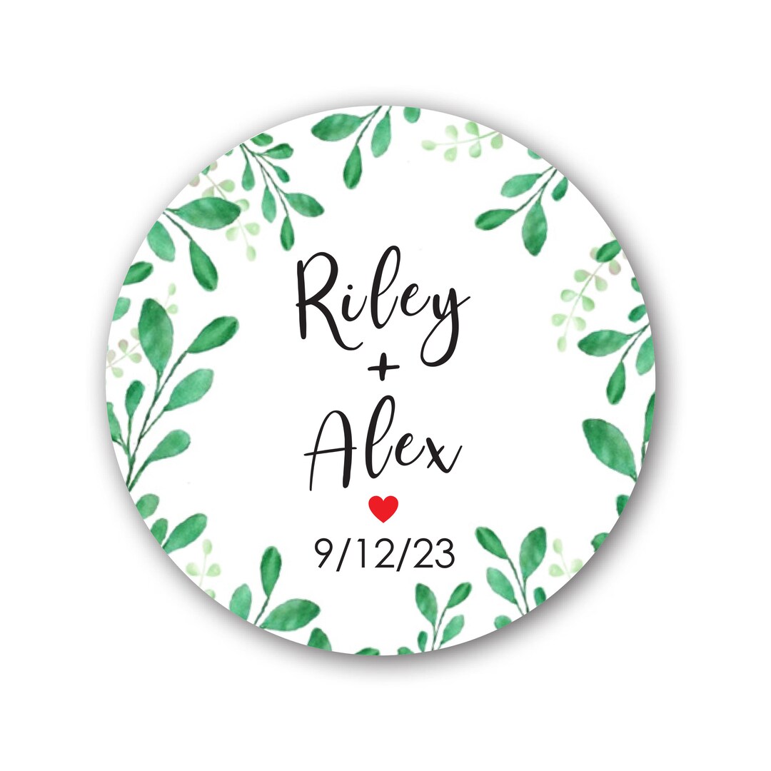 Greenery Wedding Labels, Bridal Shower, Baby Shower Stickers - Custom ...