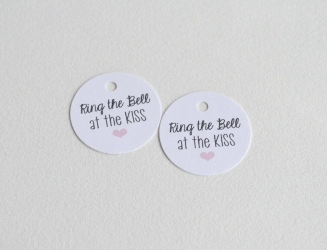Mini Kissing Bell Tag - Ring the Bell at the Kiss - Wedding Bell Tag ...