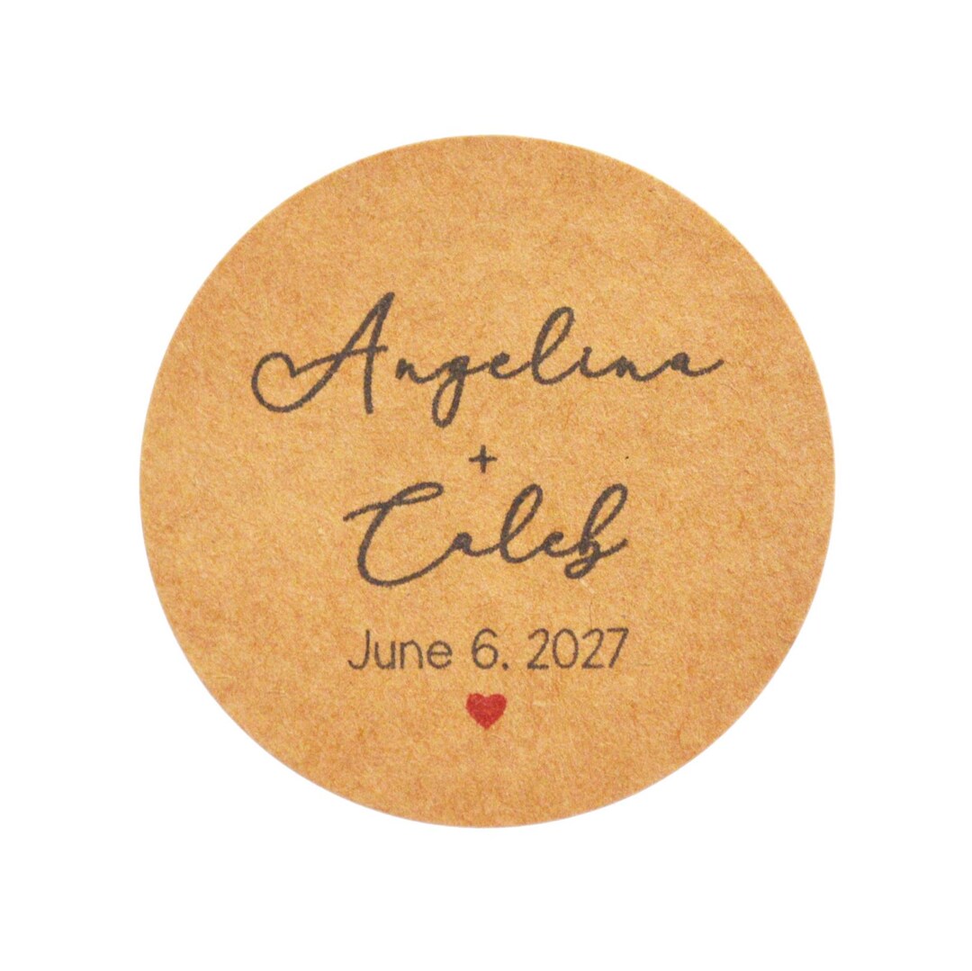 Custom Kraft Brown Round Sticker Label Tags, Modern, Rustic Wedding ...