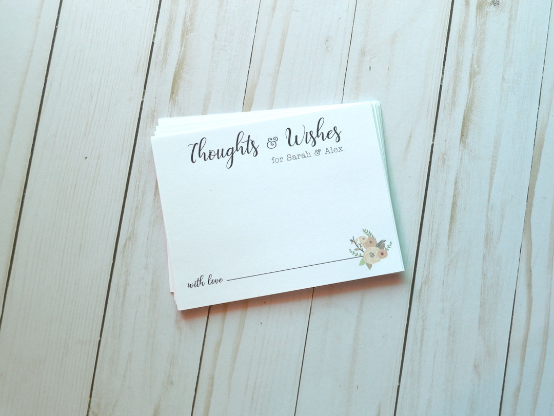 PRINTED Thoughts and Wishes Cards, Words of Wisdom Cards for Weddings ...