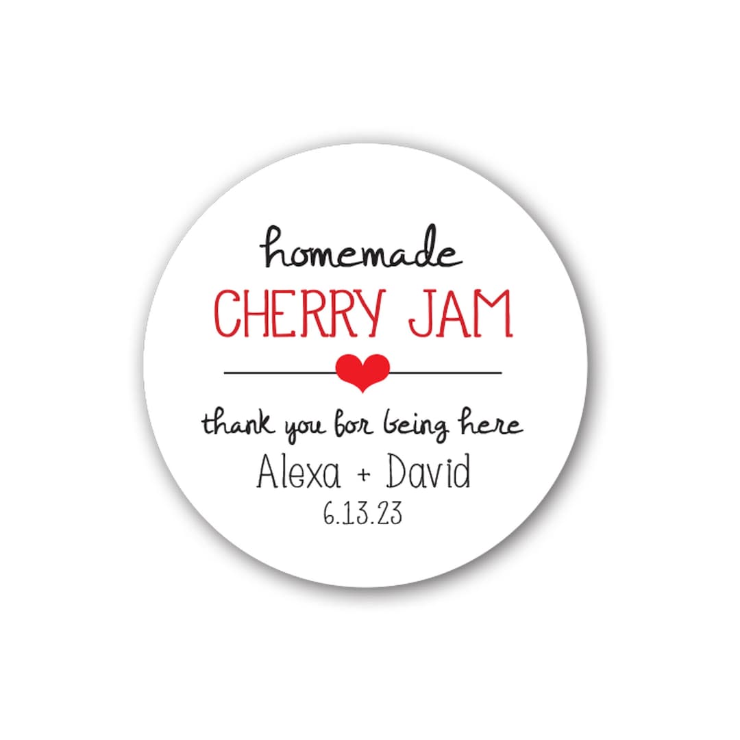 Homemade Jam, 2 Inch or 2.5 Inch Sticker Label Tags - Custom Wedding ...