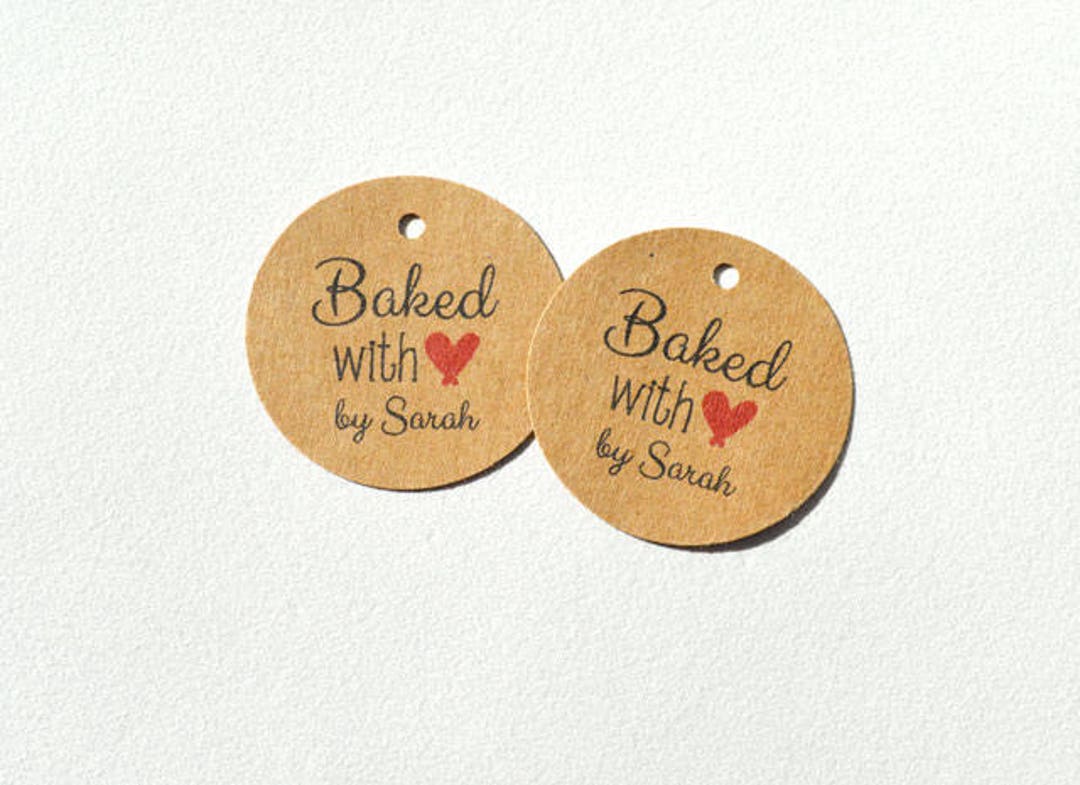 Baked With Love Round Kraft Brown Label Tags - Custom Favor Tags, Hang ...