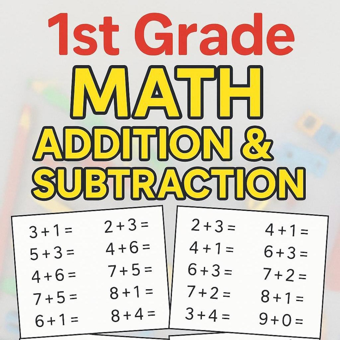 1st Grade Math Workbook, Addition and Subtraction (PDF) - Etsy