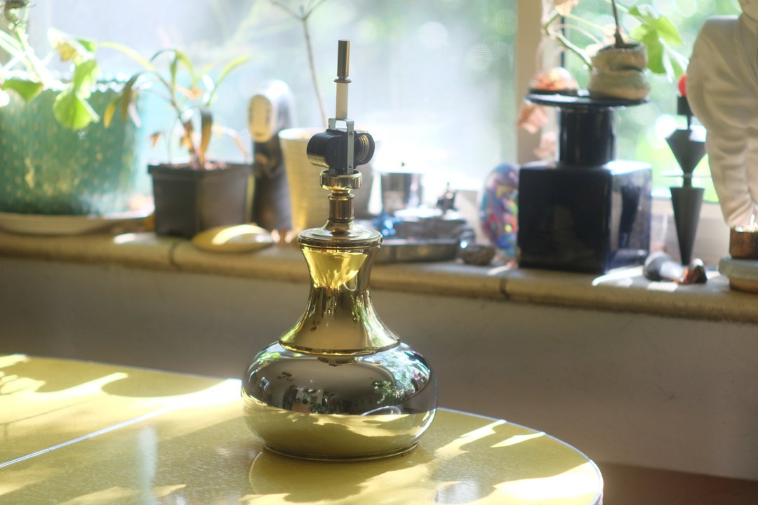 1970s Brass and Chrome Mirrored Two Bulb Lamp // Hyper Reflective ...