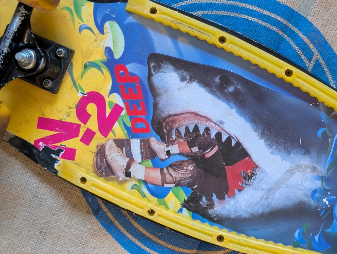 Late 80s Vintage NASH Skateboard N 2 Deep Shark Attack // Bumpers Grind ...