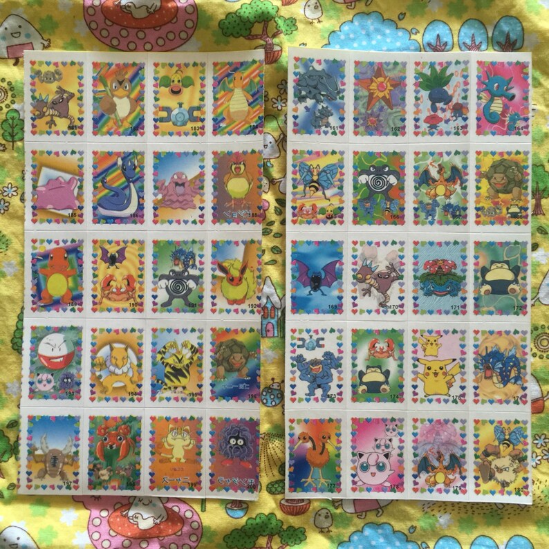 Set of 40 Vintage Pokemon Stamp Stickers Shiny - Etsy