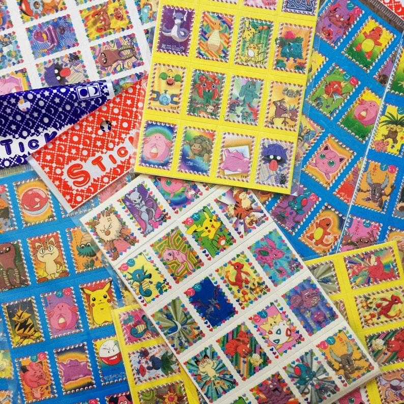 Set of 40 Vintage Pokemon Stamp Stickers Shiny - Etsy