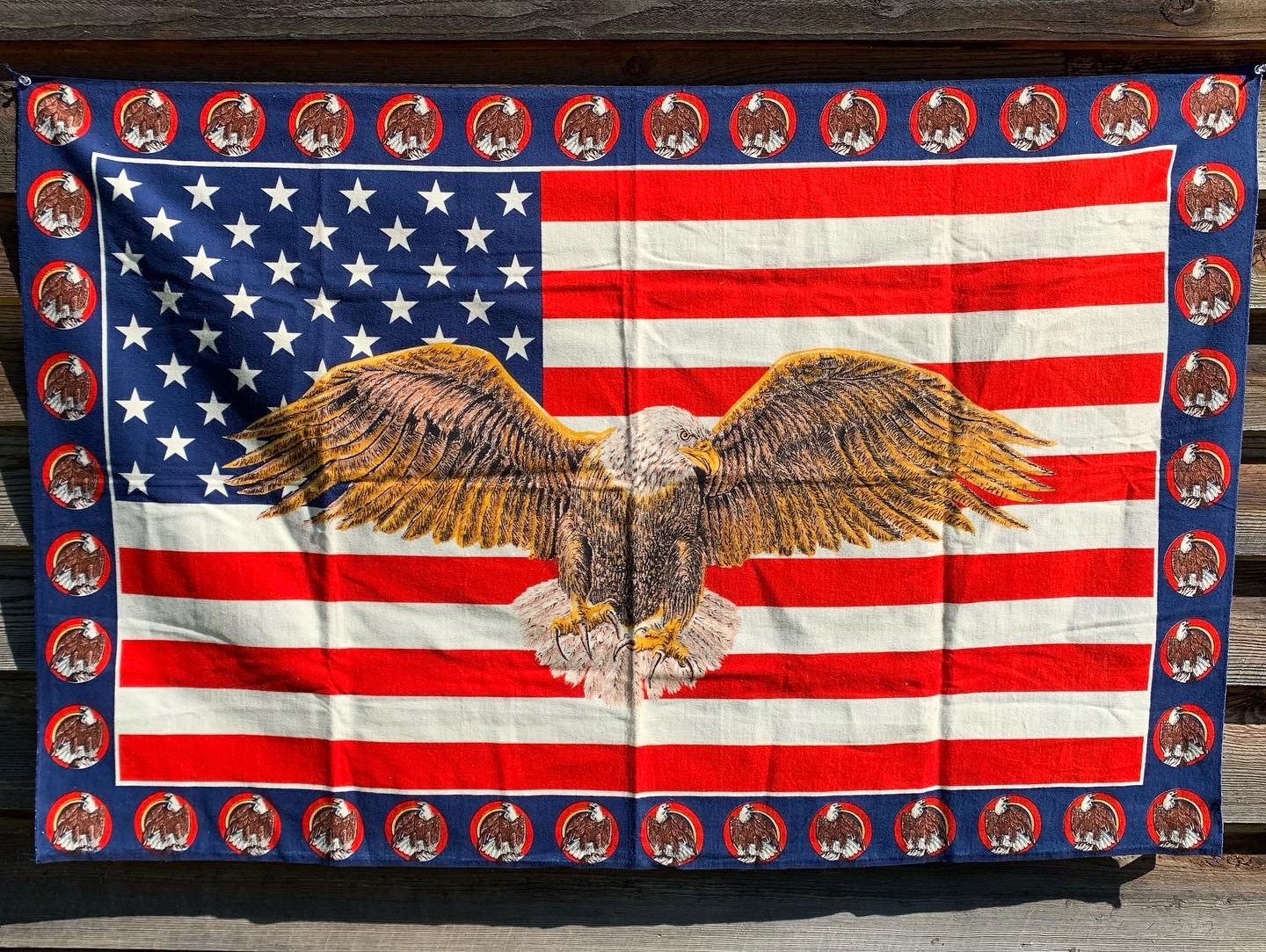Vintage 70s 80s American Flag Eagle Tapestry | Etsy