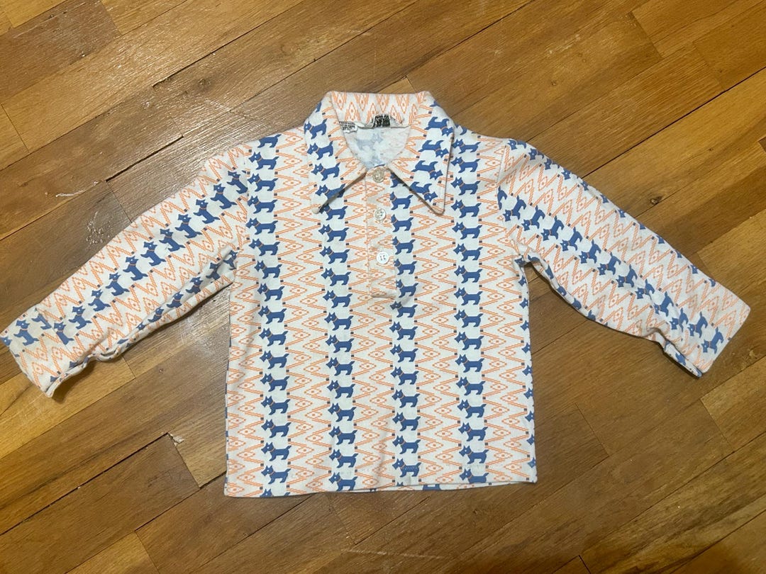 1970s Vintage Kids Scotty Dog Polo Shirt Long Sleeve 3T - Etsy