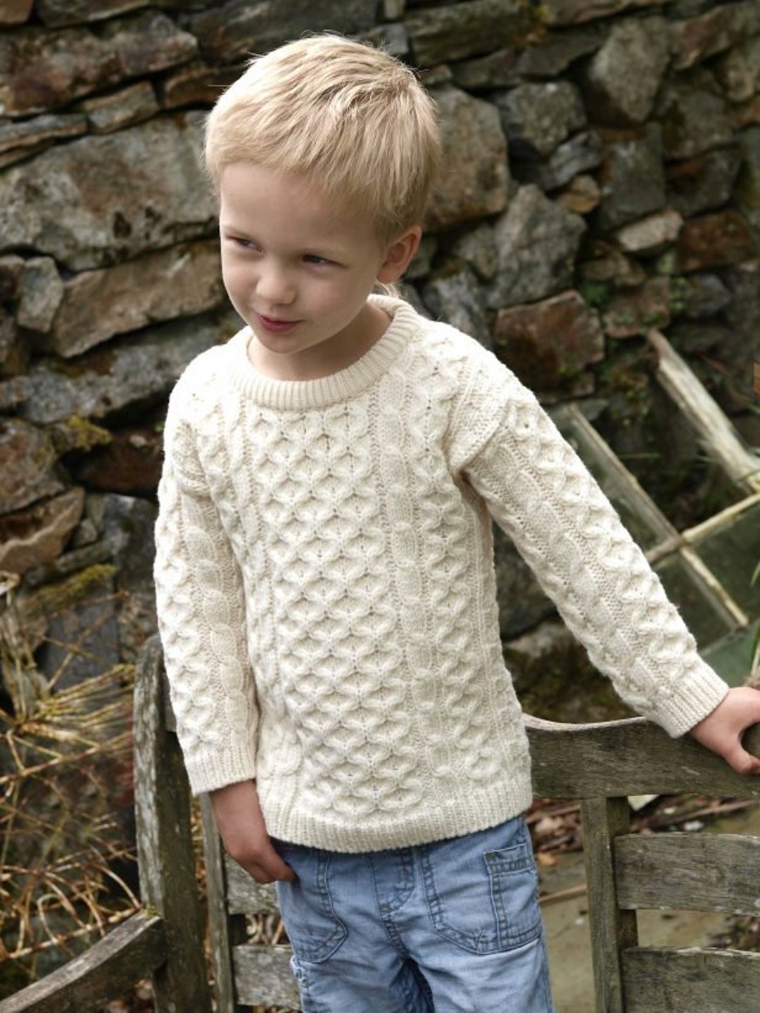 Boys Traditional Aran Wool Sweater,100% Soft Merino Wool MADE IN ...