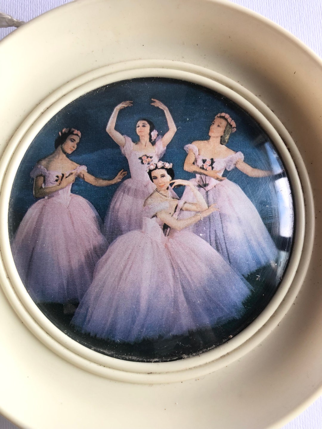 Mid Century Ballerina Picture With Round Bakelite Frame ~ Domed Glass ...