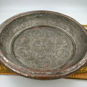 Large XIX Century Rustic Italian Silvered Copper Colander - Etsy