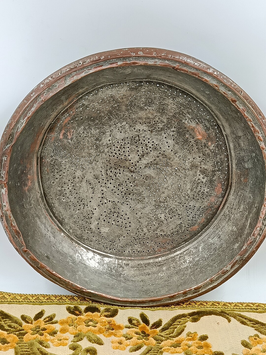 Large XIX Century Rustic Italian Silvered Copper Colander - Etsy