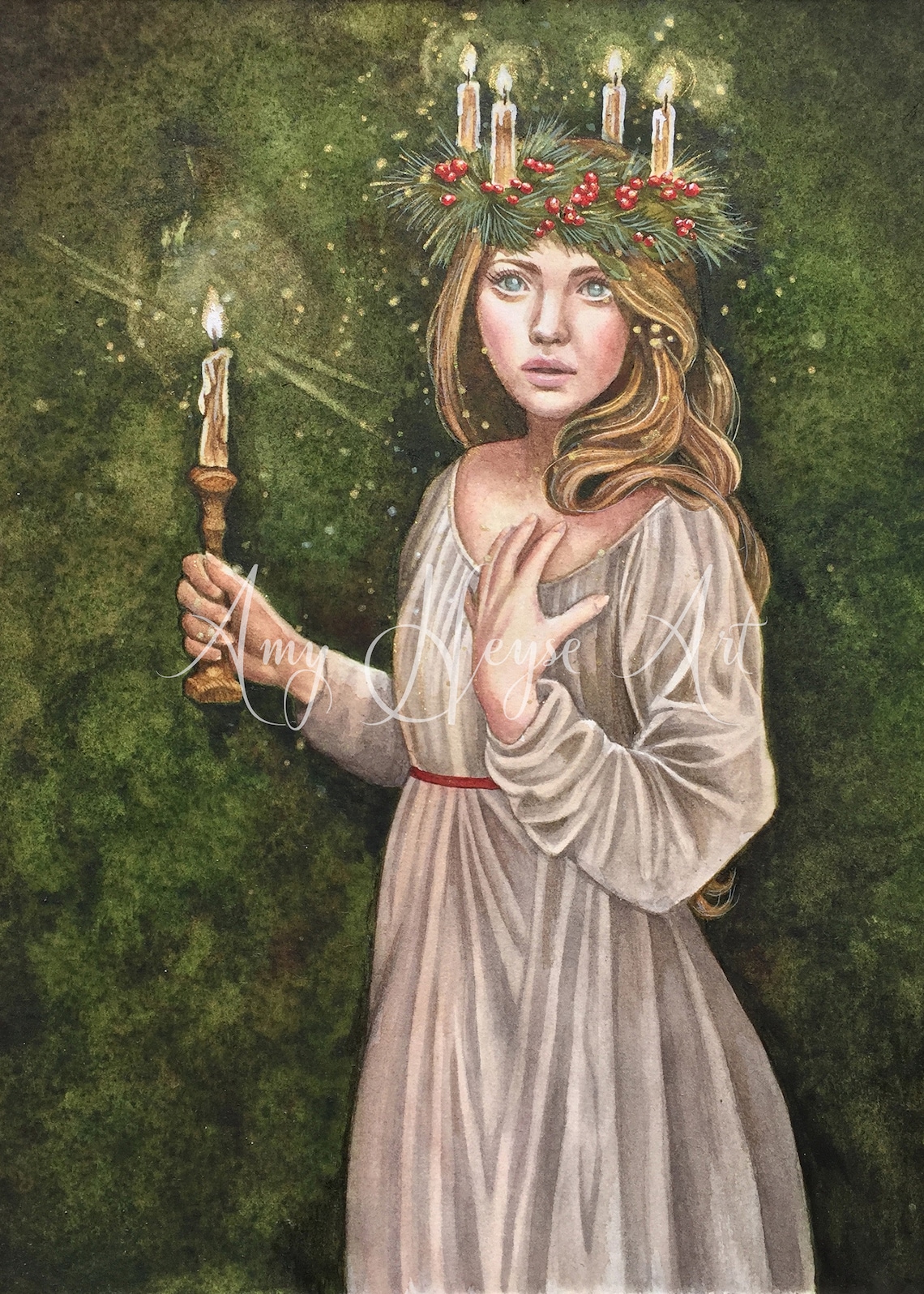 St. Lucy Santa Lucia 5x7 fine art Catholic watercolor | Etsy