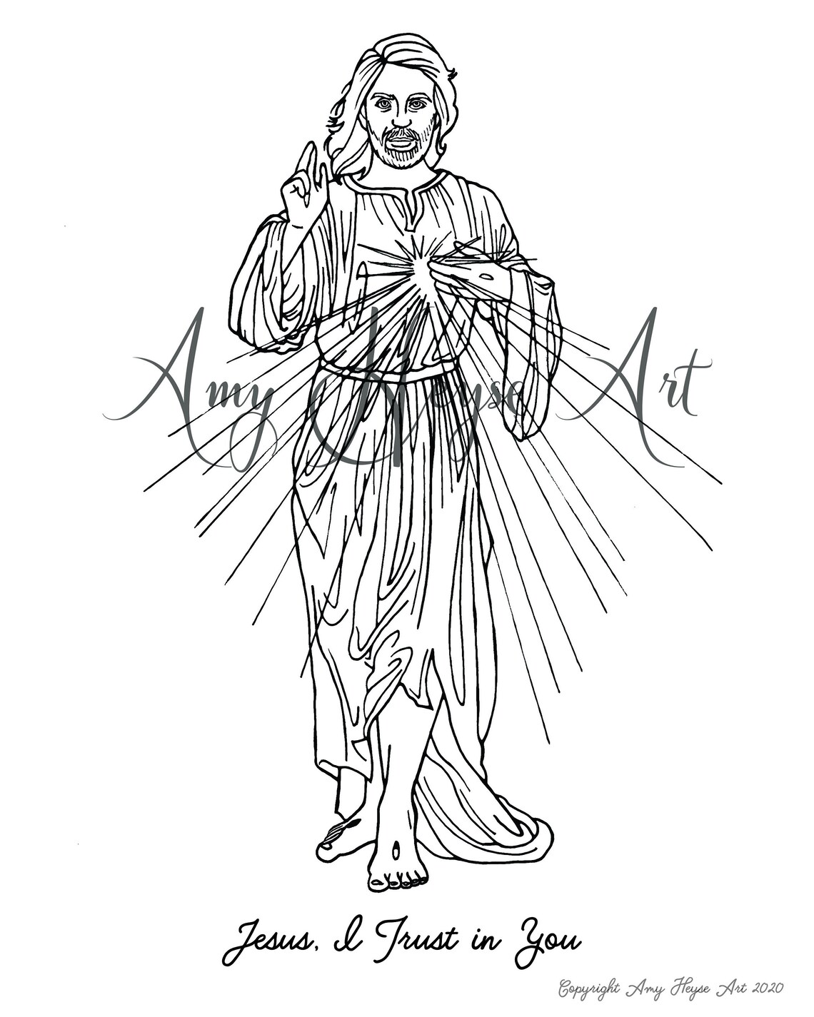 Divine Mercy Jesus - Catholic Coloring Page - Digital Download - Etsy