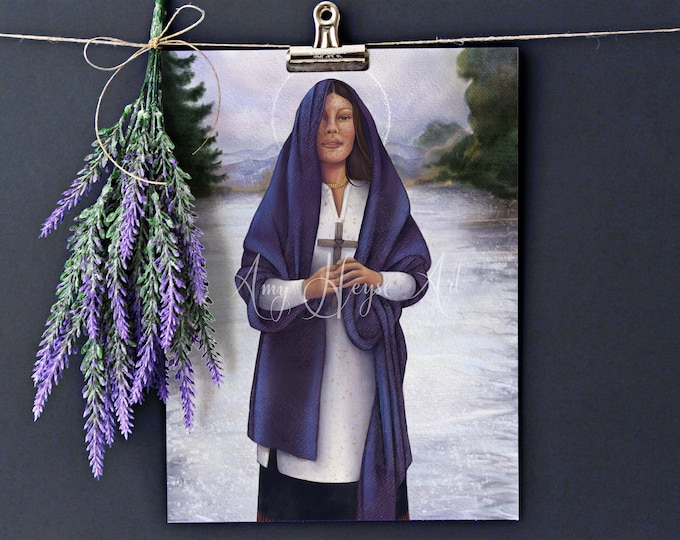 St. Kateri Tekakwitha, Lily of the Mohawks, Catholic Art Print 5x7 or ...