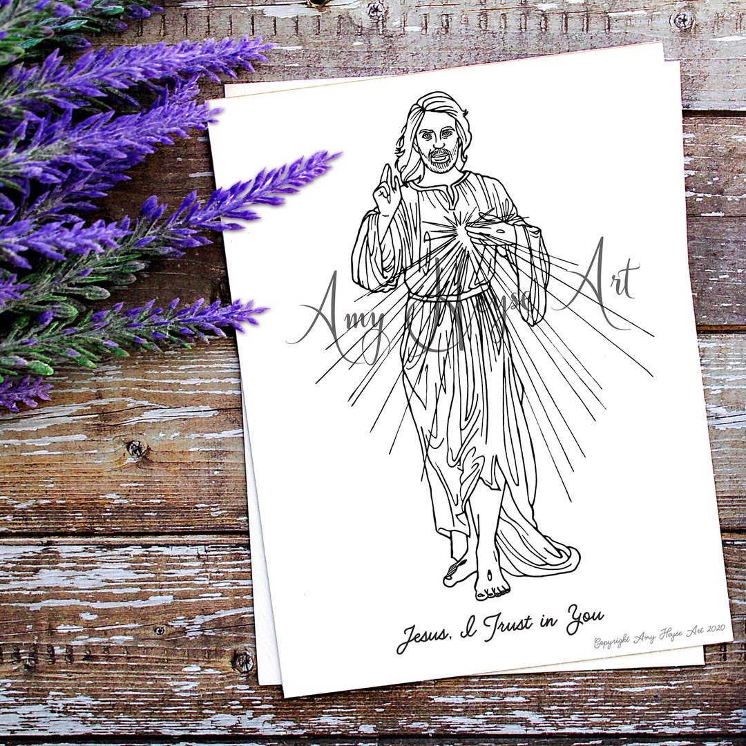 Divine Mercy Jesus - Catholic Coloring Page - Digital Download - Etsy