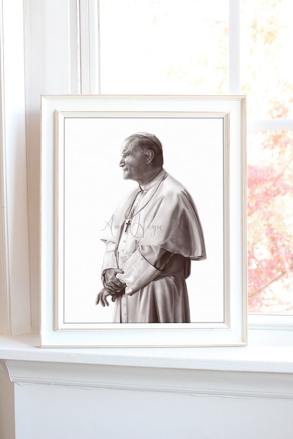 St John Paul II Pope JPII Catholic Art Print 5x7 or | Etsy
