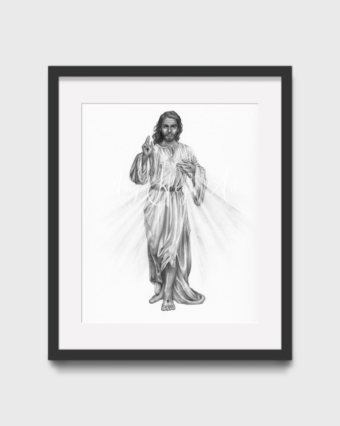 Divine Mercy Jesus Original Catholic Art Graphite Pencil Drawing ...