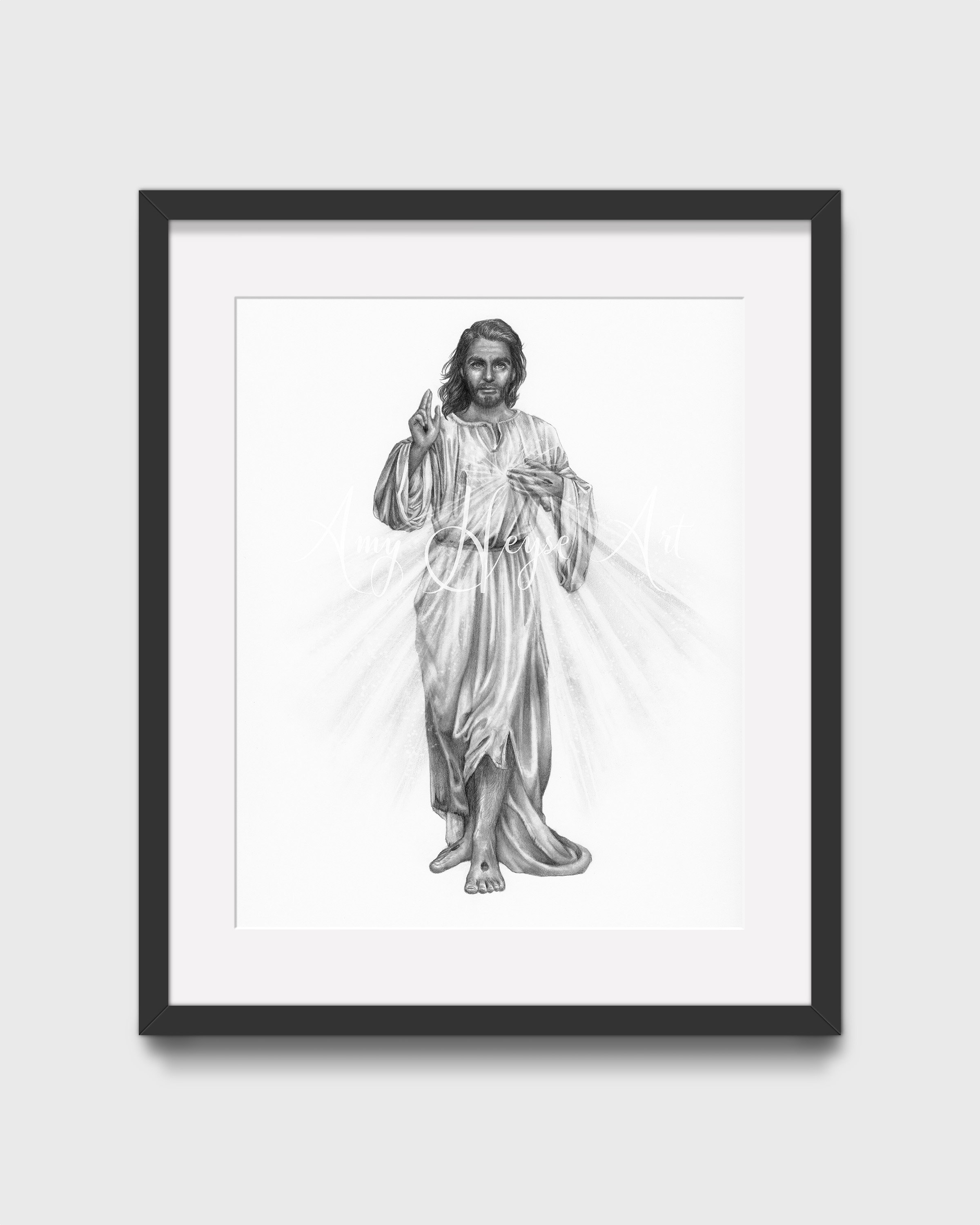 Divine Mercy Jesus Original Catholic Art Graphite Pencil Drawing ...