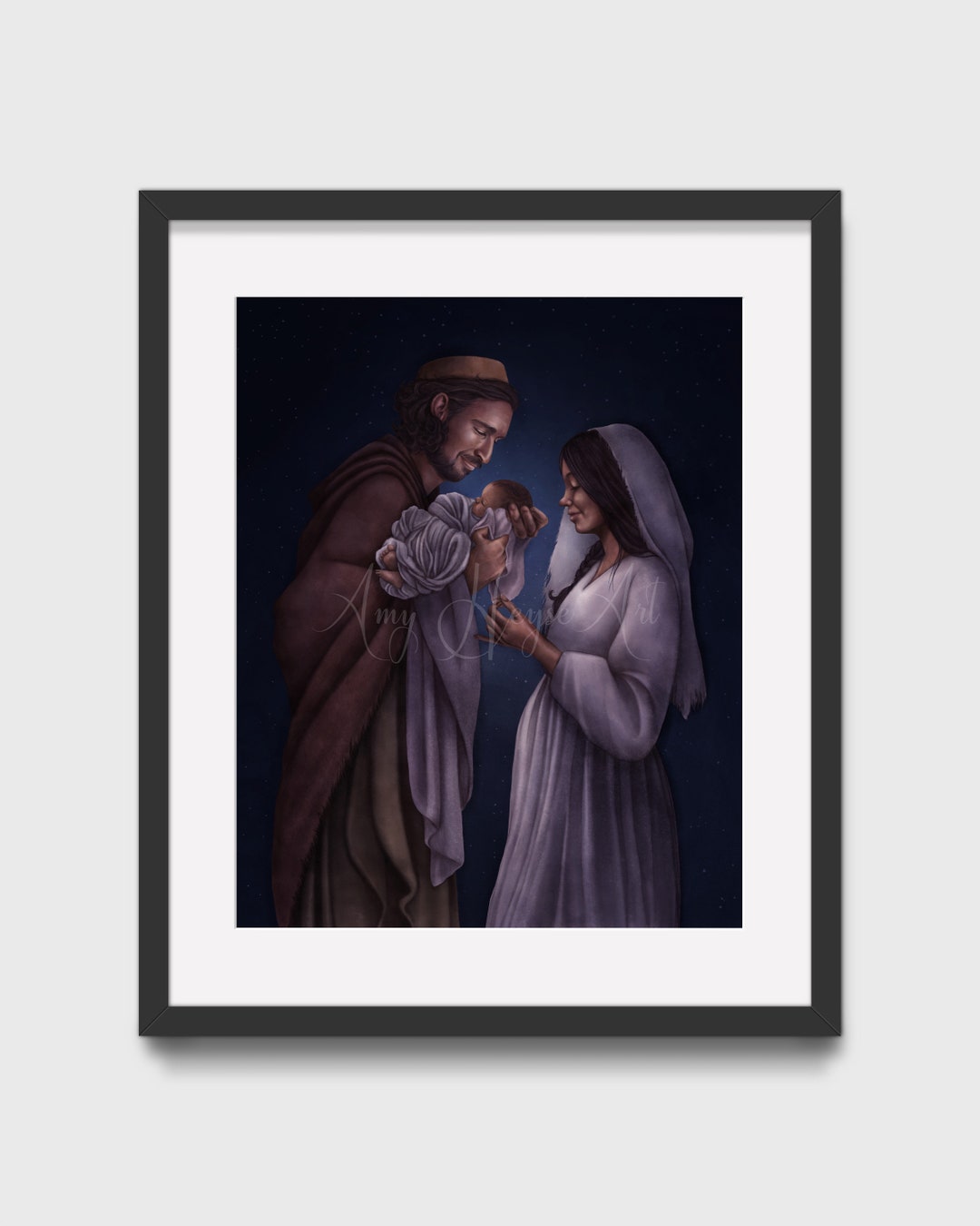 Holy Family - Jesus, Mary, and Joseph Catholic Art Print 5x7" or 8x10 ...