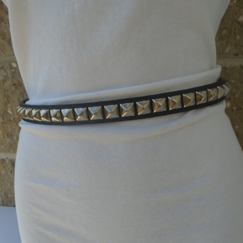 Skinny Black Studded Belt - Etsy