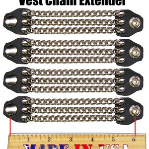 Set of 4 Handmade Three Row Chain Black Leather Vest Extenders 4 and 6 ...