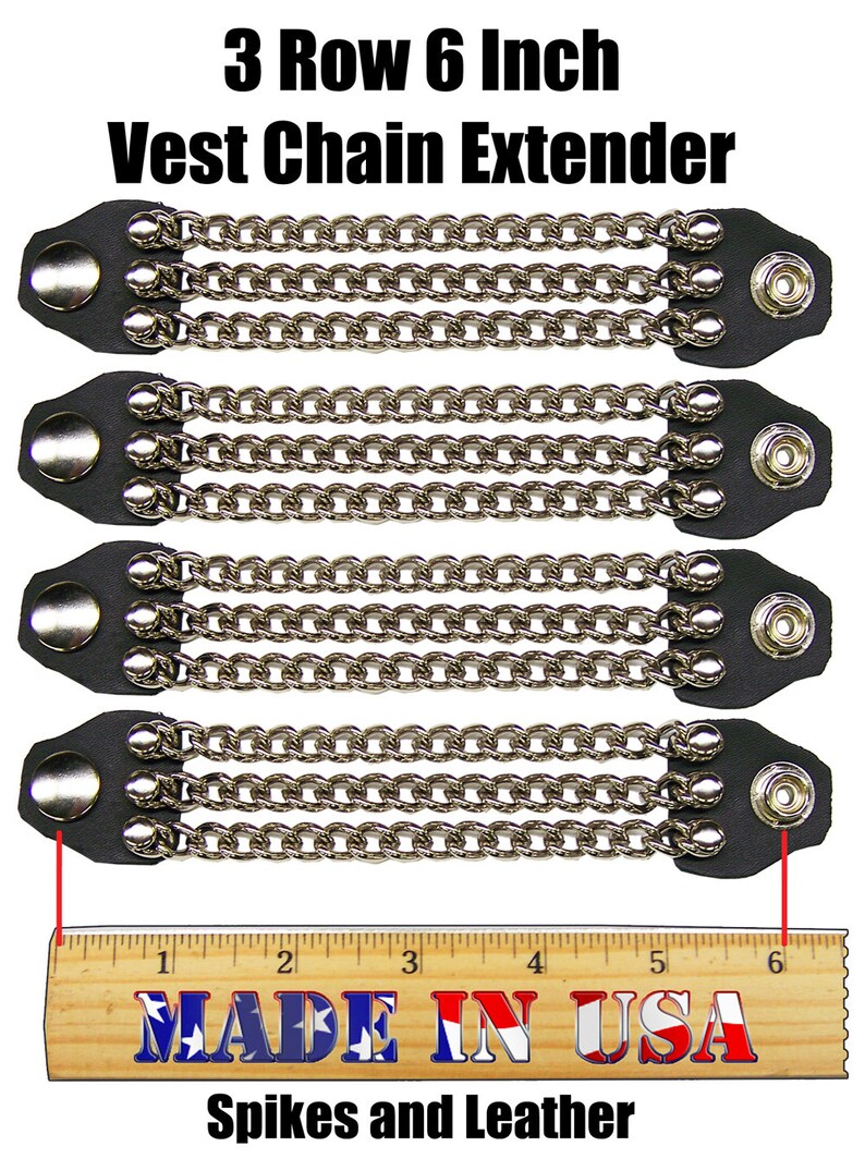 Set of 4 Handmade Three Row Chain Black Leather Vest Extenders - Etsy