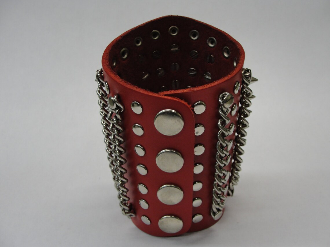 Spiked Handcrafted Full Grain Leather 5" (125 Mm) Tall Bracer Gauntlet ...