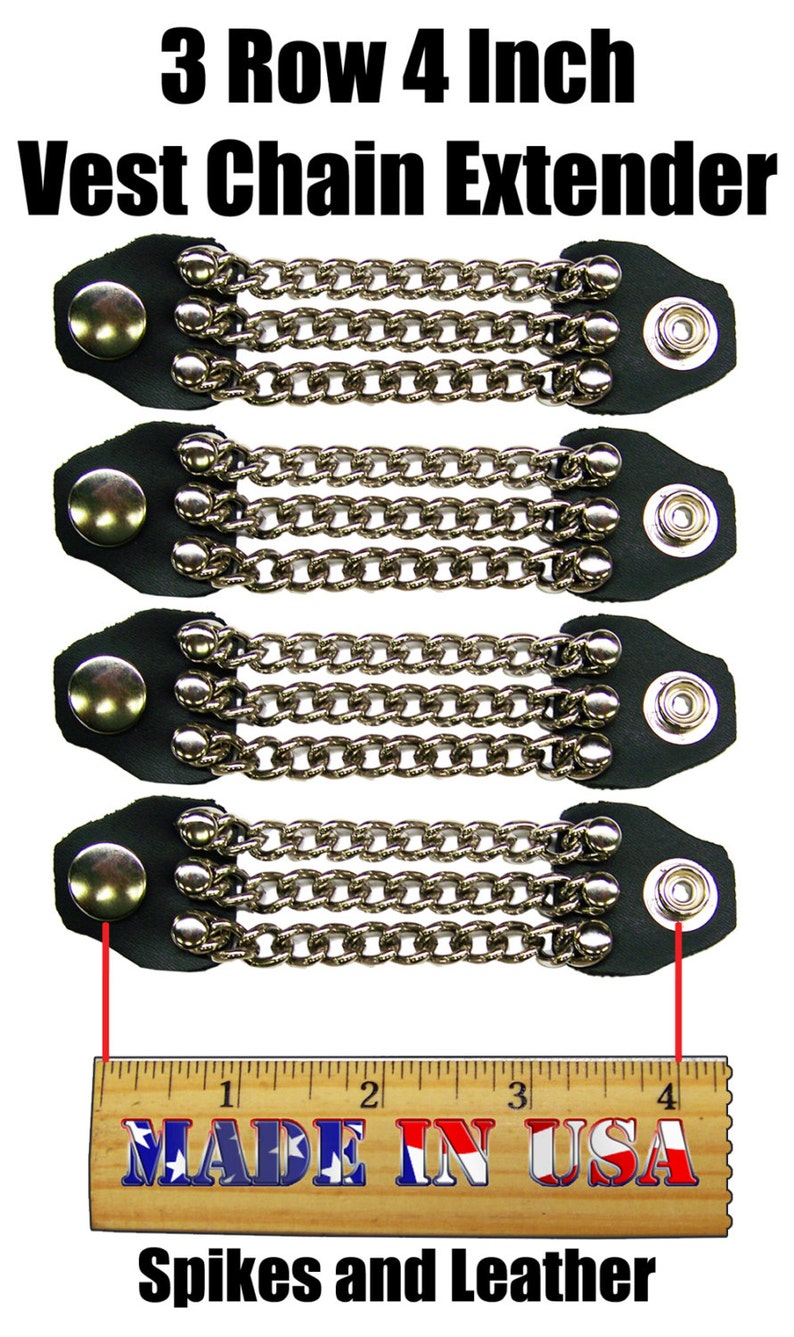 Set of 4 Handmade Three Row Chain Black Leather Vest Extenders - Etsy