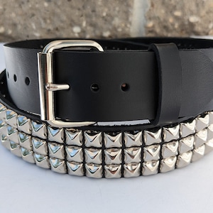 Handmade Studded Spiked 1-3/4" (45mm) Wide Full Grain Leather Belt 3 ...