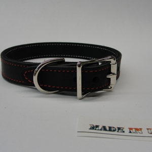 3/4" Wide Black Leather Collar Choker Stitched Border Plain Spiked ...