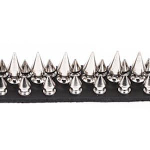 Vegan Friendly Material 3 Rows Spiked Black Wristband With Silver ...