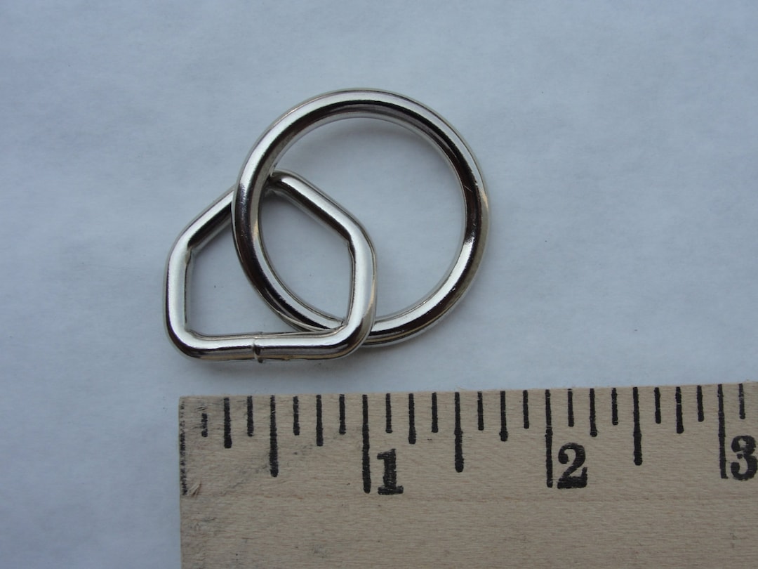 Medium Size Halter Ring D-ring Connected to O-ring Silver Chrome Finish ...