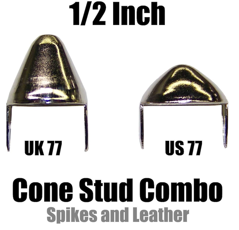 100 Cone Stud Combo US77 Cone Studs UK77 English Stud Silver/chrome ...
