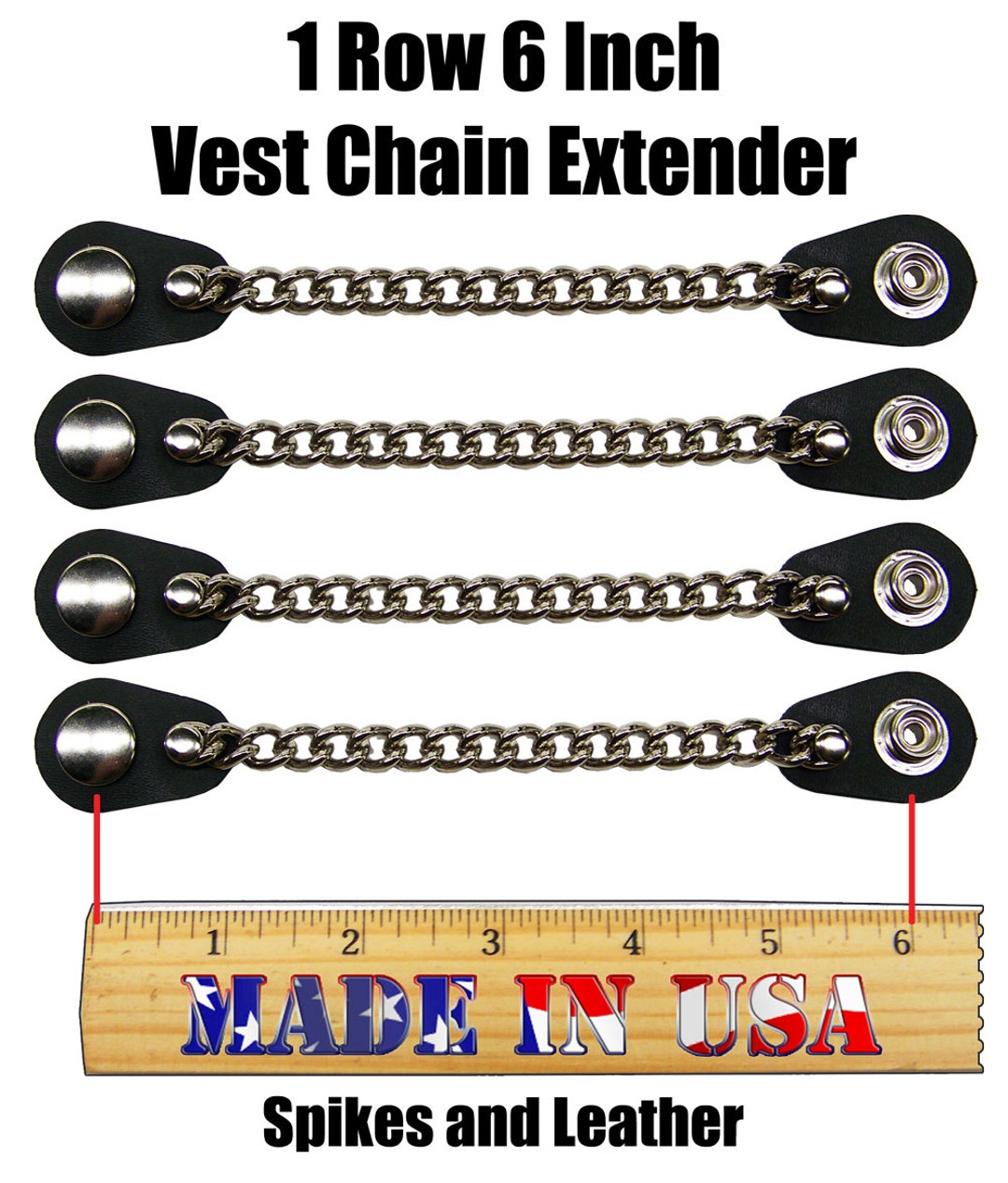 Set of 4 Handmade Single Row Leather Motorcycle Vest Extender Chain ...