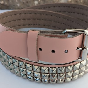 Handmade Studded Spiked 1-3/4" (45mm) Wide Full Grain Leather Belt 3 ...
