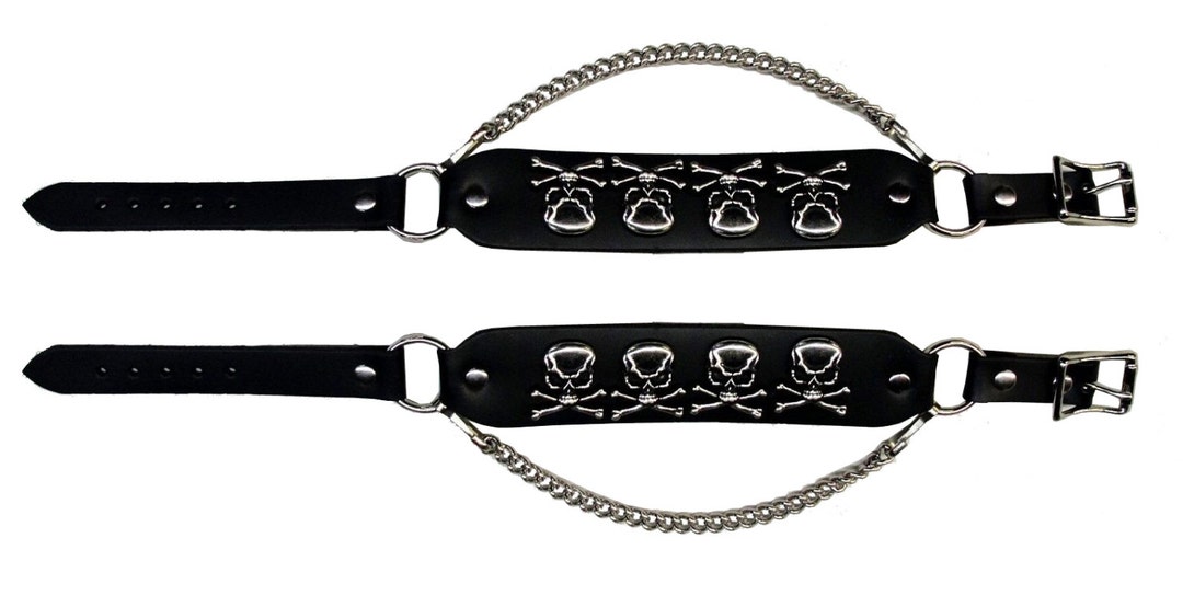 Handmade Full Grain Leather Bootstraps With Chrome/silver Skull and ...