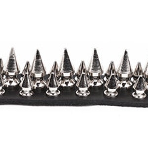 Vegan Friendly Material 3 Rows Spiked Black Wristband With Silver ...