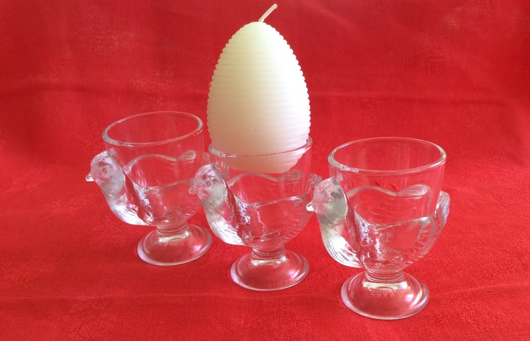 3 Glass Egg Cups / Arcopal / 1970 - Etsy