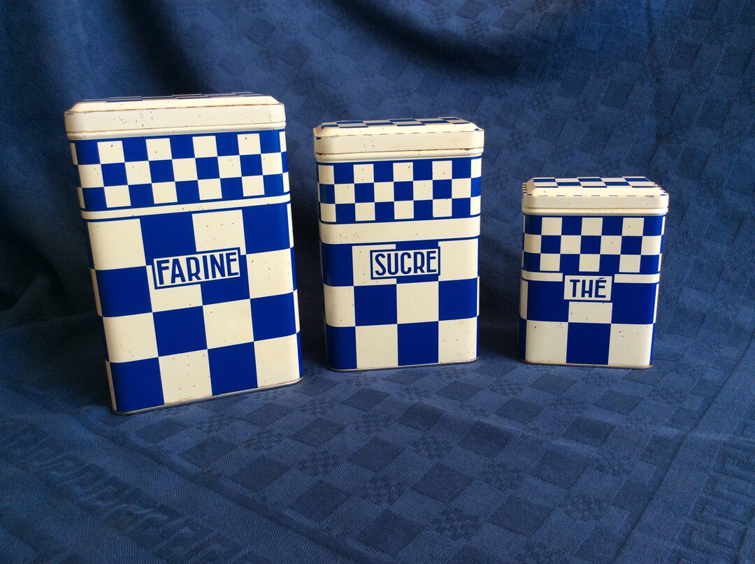 3 Metal Storage Boxes, Blue and Beige , Vintage 1980s - Etsy