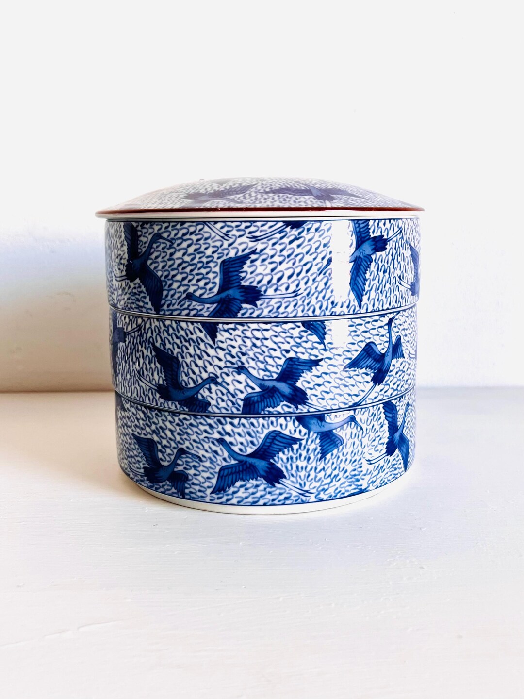 Japanese Porcelain Tiered Box, Porcelain Bento Box, Porcelain Container ...